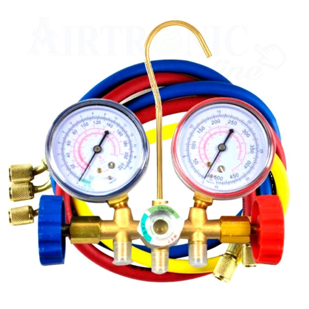 Manómetros Manifold Con Mangueras Refrigeración Y Aire Acond
